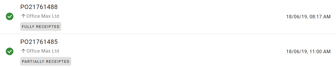 Receipting Purchase Order Lines | DX2 Documentation